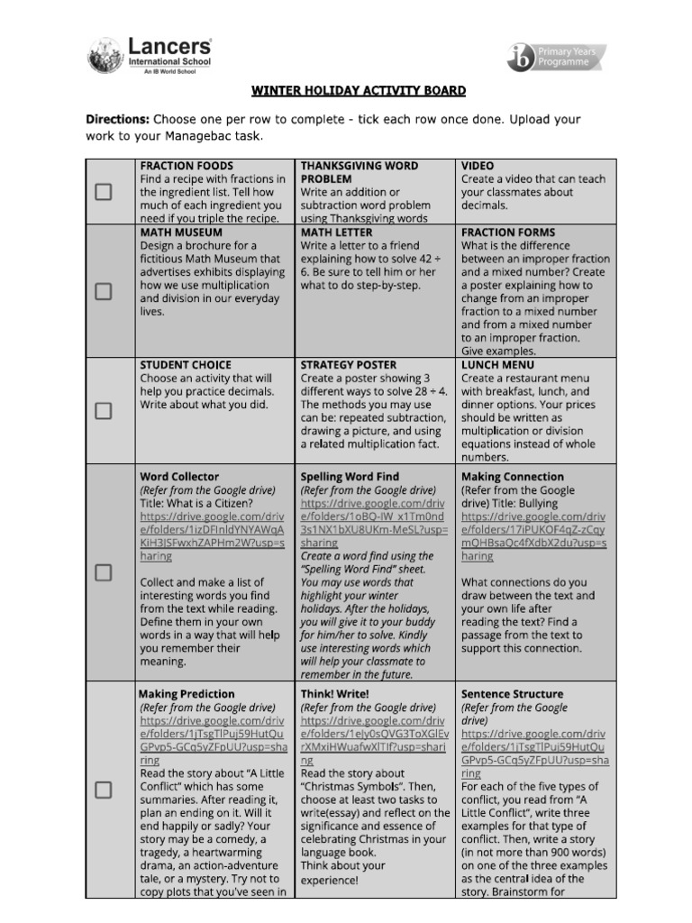 Winter Holiday Activity | PDF