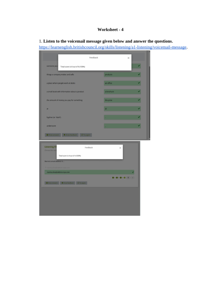 Listening Skills Practice Worksheet | PDF