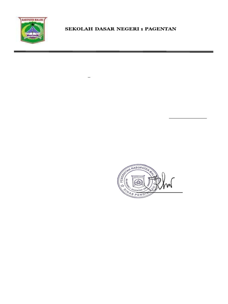 Surat Pemberitahuan Tentang Belajar Di Rumah Untuk Kelas 1 - 6 SDN 1 Pagentan 241125 | PDF