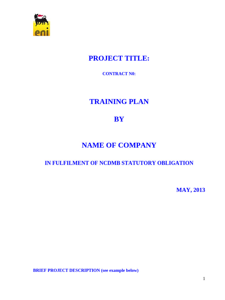Training Plan -A Sample for Ncd Doc-00 (2) 22-5-13 Rev 01 | PDF