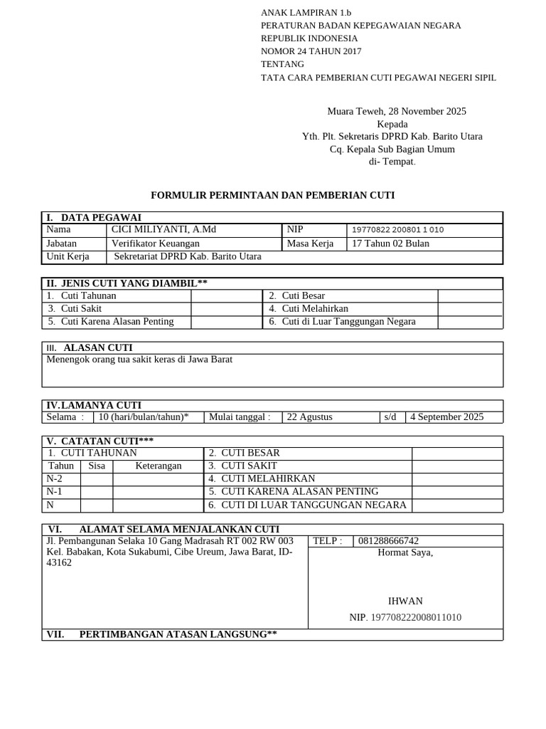 Blanko Cuti | PDF