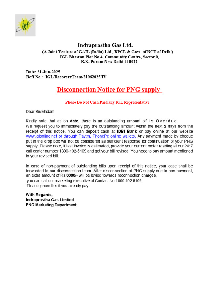 Final Disconnection Notice | PDF