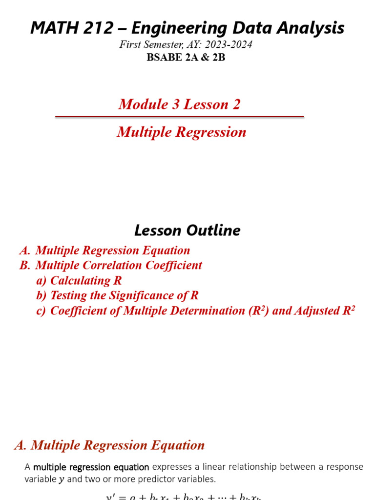 Multiple Regression Analysis in Engineering | PDF | Coefficient Of ...