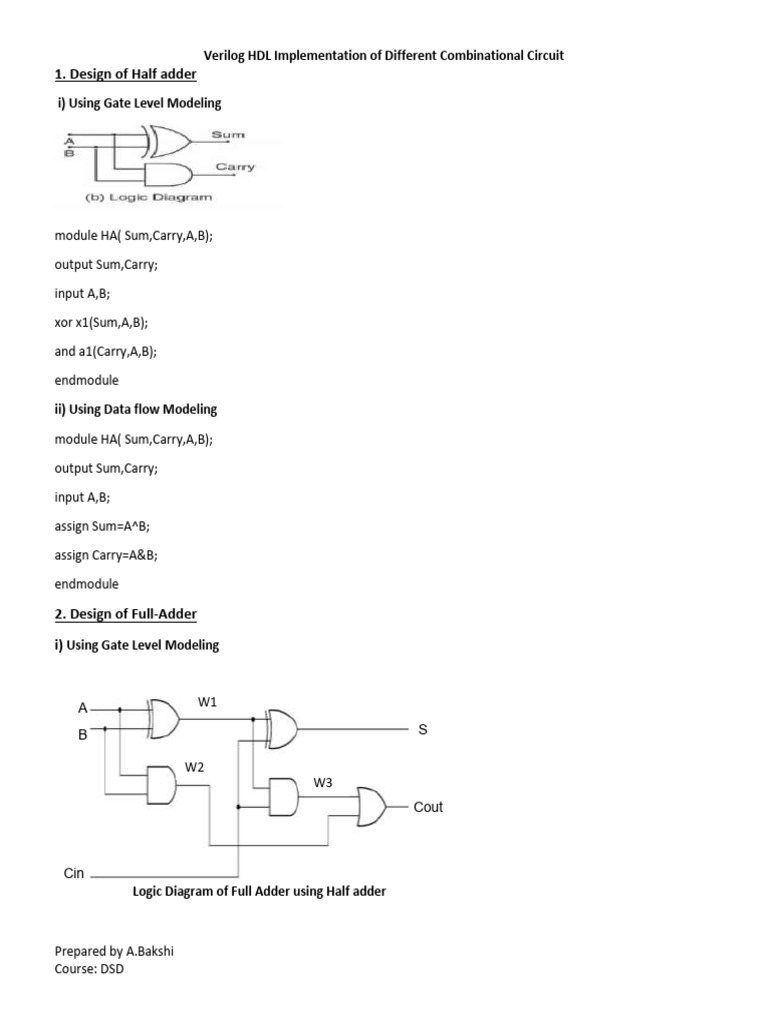 Verilog Code For Combinationa Circuits | PDF | Hardware Description ...