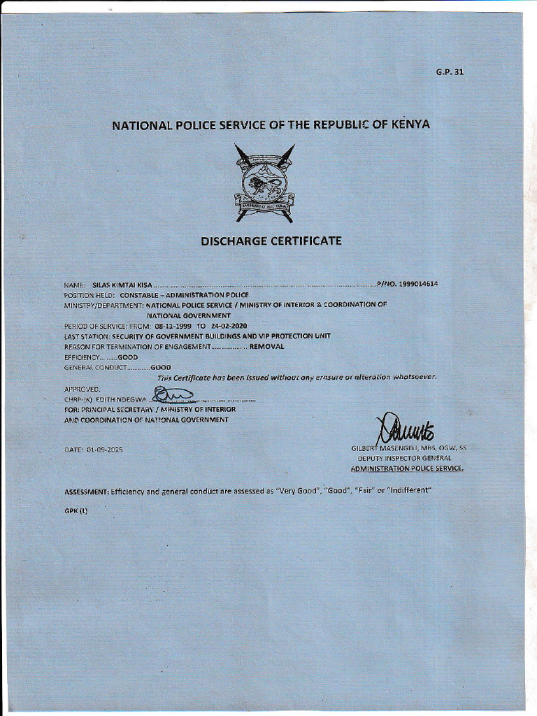 Discharge Cert | PDF