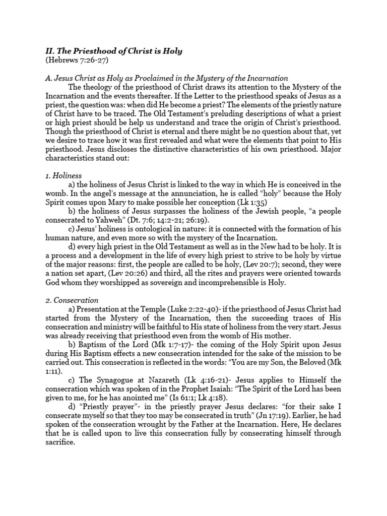 The Priesthood of Christ Is Holy | PDF | Paul The Apostle | Priest