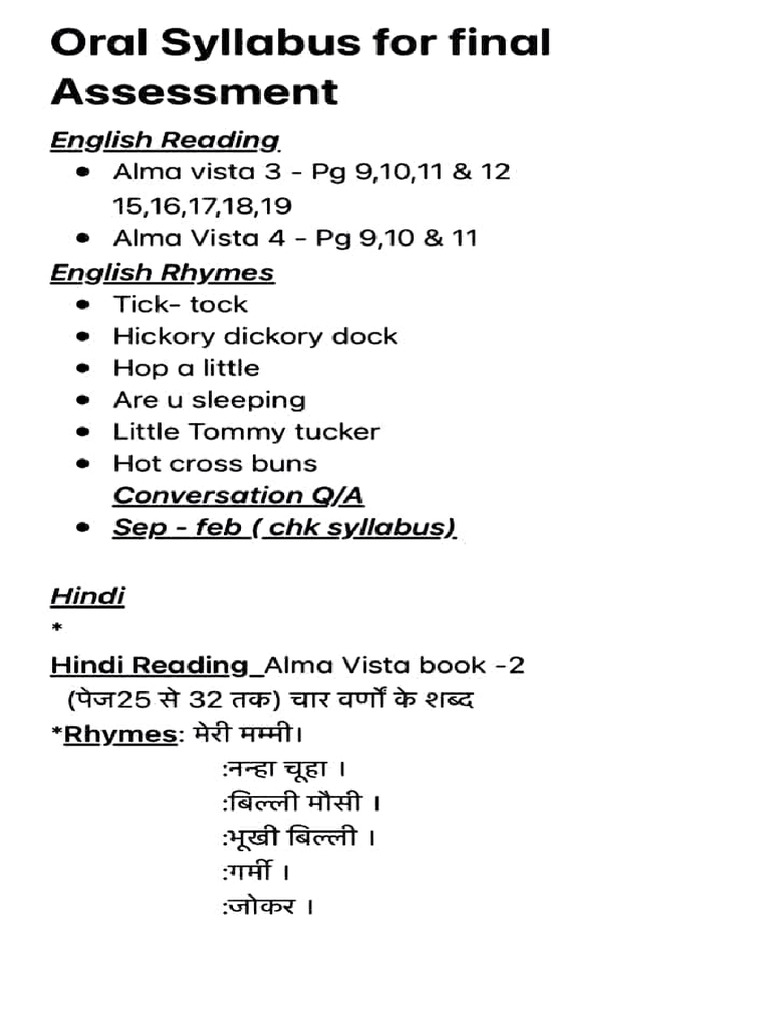 Oral Syllabus 2023 - 2024 | PDF