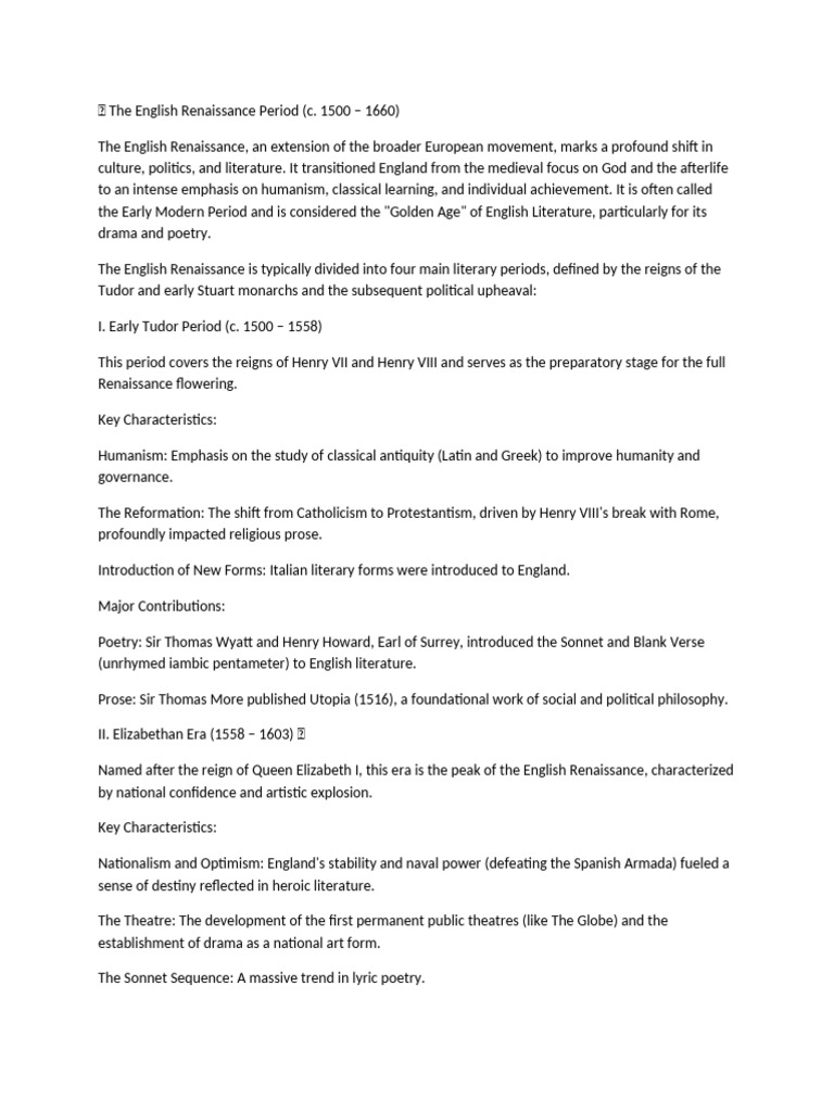 Renaissance Period | PDF | English Renaissance
