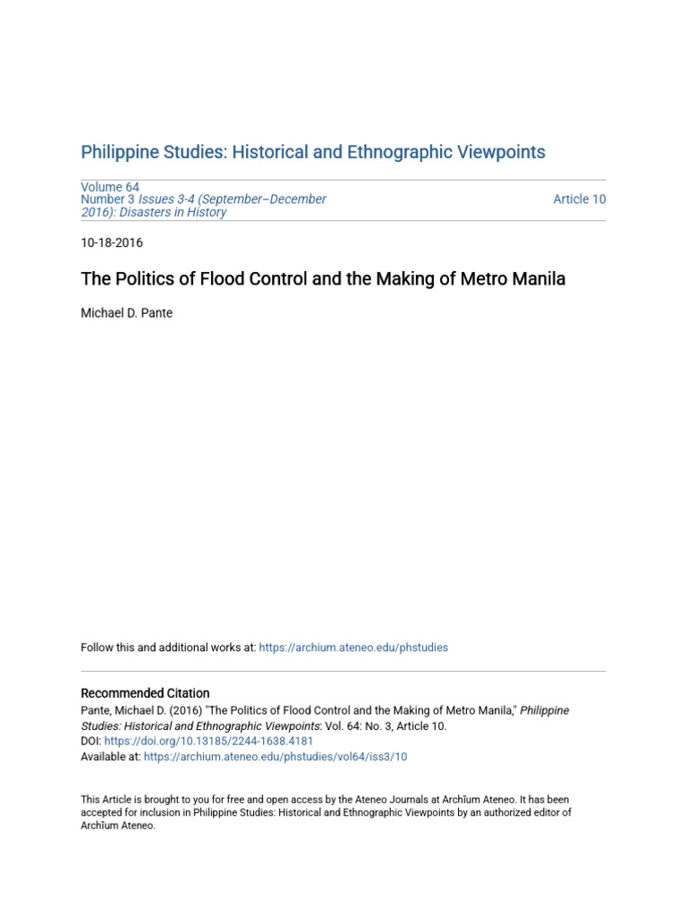 Flood Control Politics in Metro Manila | PDF | Manila | Metro Manila