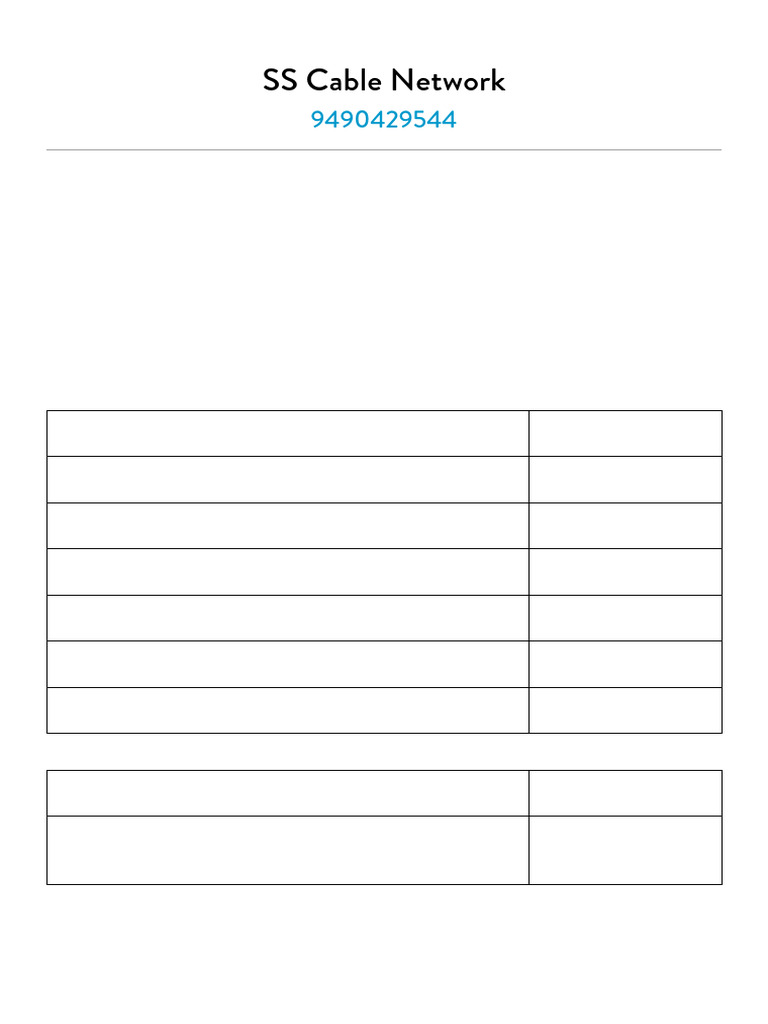 SS Cable Network: Name Mobile Address Bill Date Receipt No Basic Pack | PDF