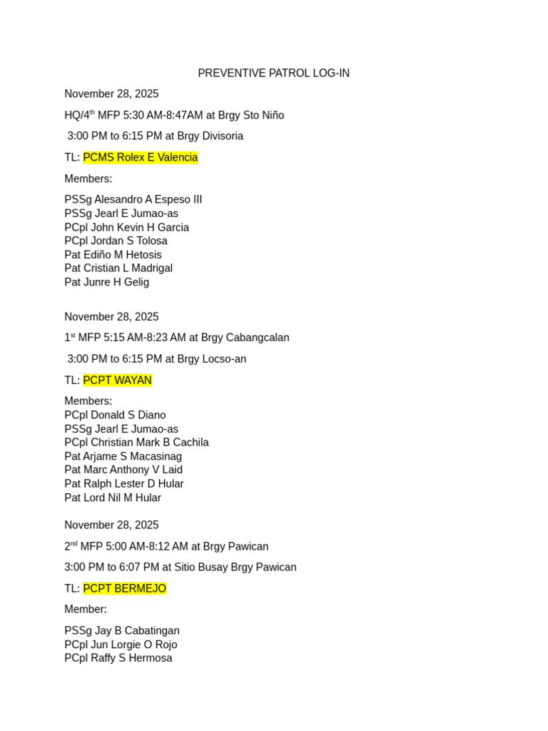 Preventive Patrol Login | PDF