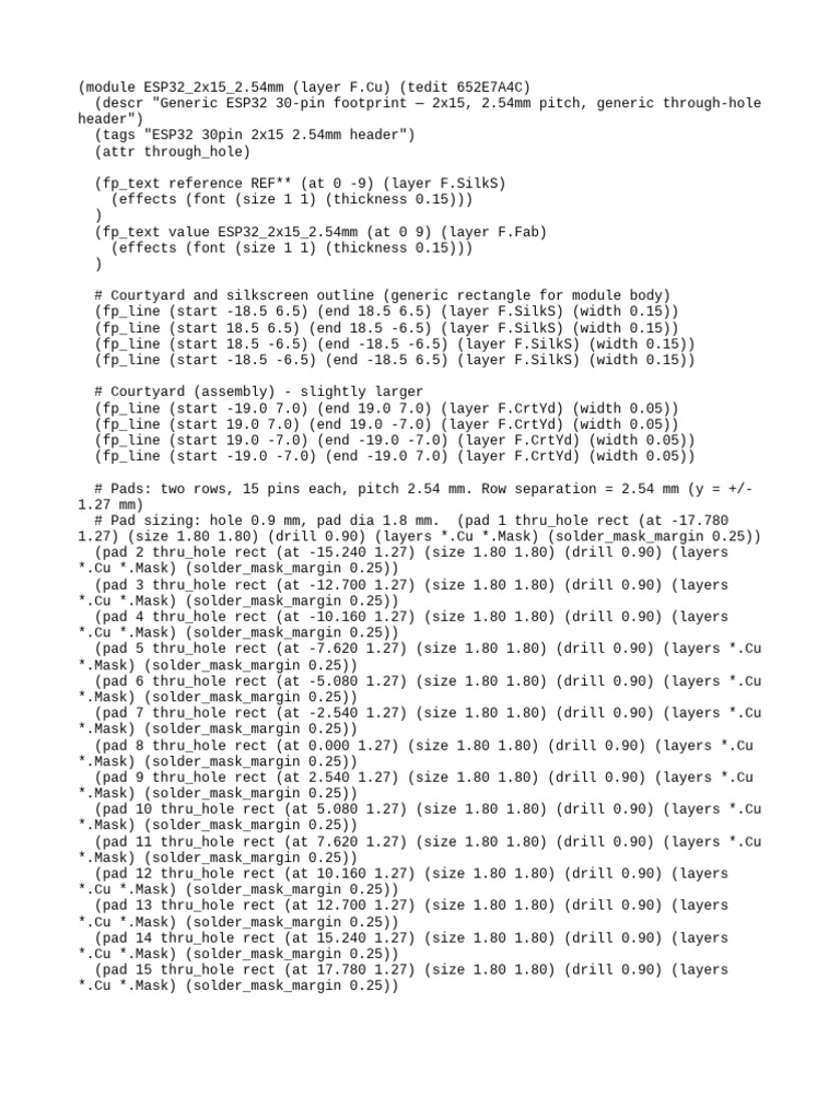 Esp 32 2 X 15 2 54 MM Footprint | PDF | Computer Engineering