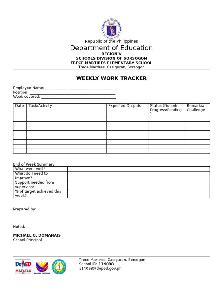 Weekly Work Tracker | PDF