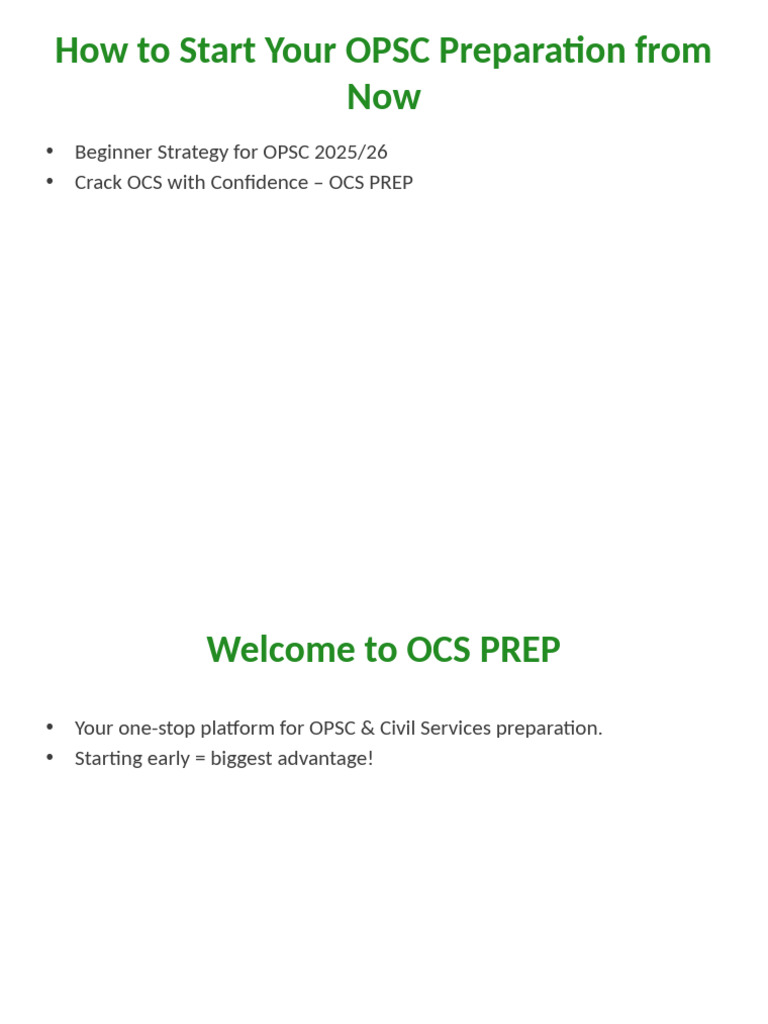 How To Start OPSC Prep OCS PREP GreenGold | PDF