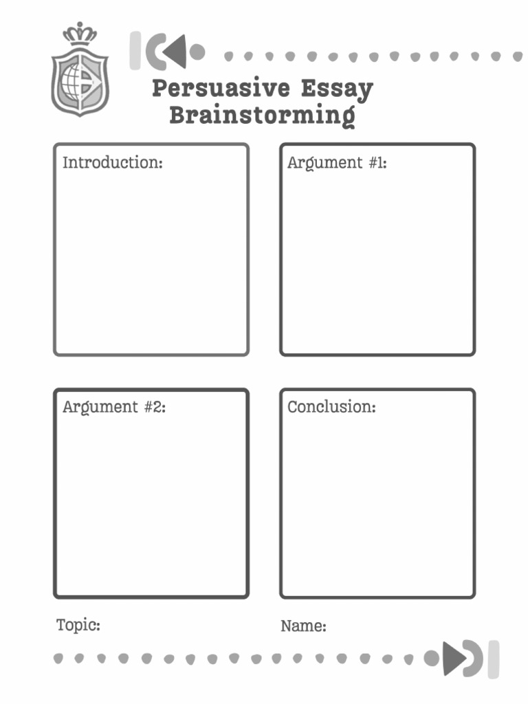 Persuasive Essay Worksheet in Grayscale Abstract | PDF
