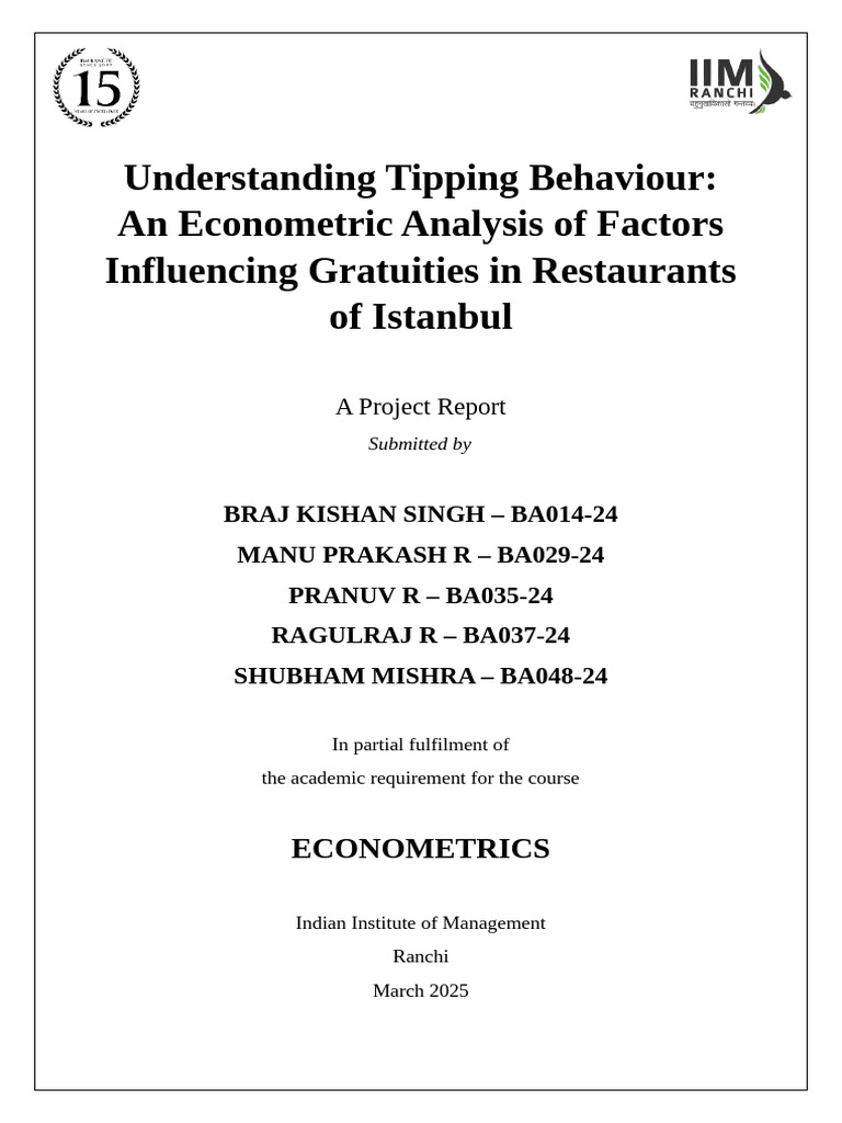 Group 7 Econometrics | PDF