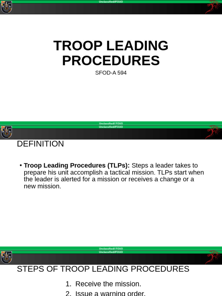 Troop Leading Procedures Overview | PDF | Reconnaissance | Artillery