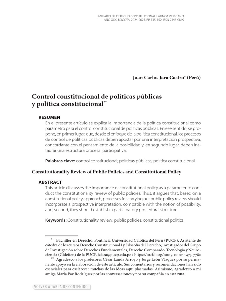 Control Constitucional de Políticas Públicas | PDF | Constitución ...
