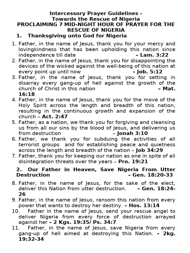 Intercessory Prayer Guidelines Towards the Rescue of Nigeria - Nov. 22 2025 | PDF | Abrahamic ...