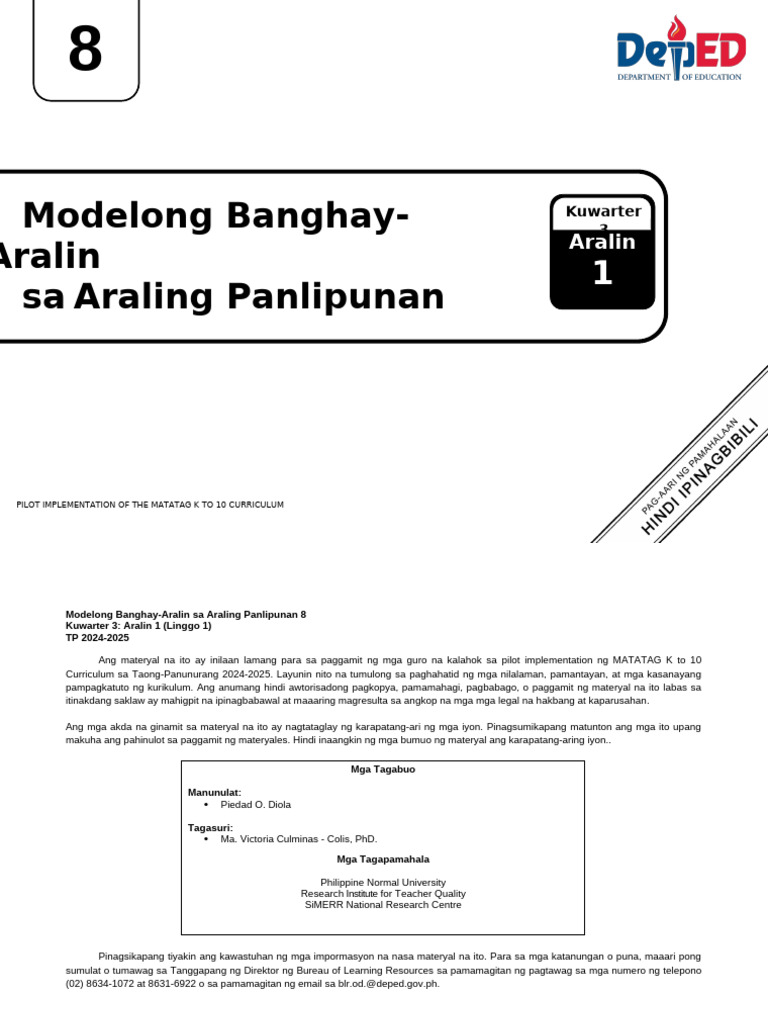 Q3 LE AP8 Lesson1 Week1 | PDF