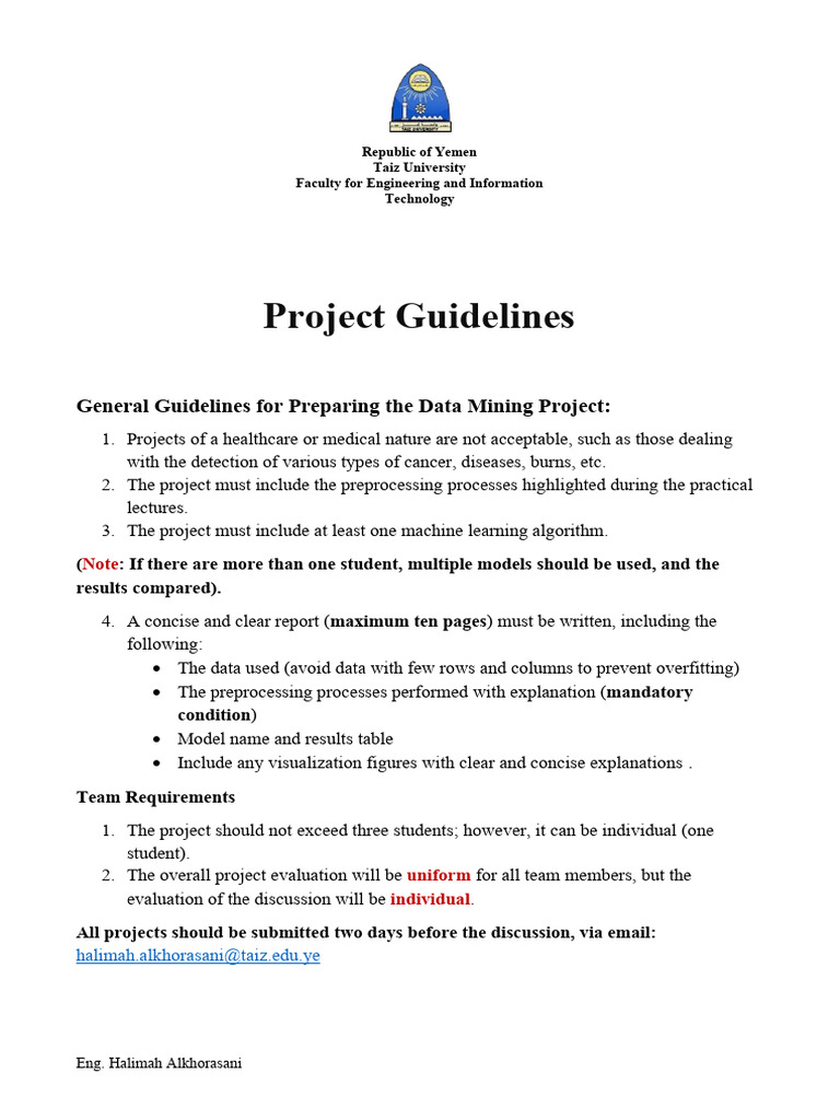 Data Mining Project Guidelines | PDF