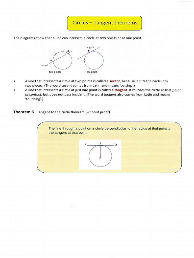 Tangent Theorems | PDF