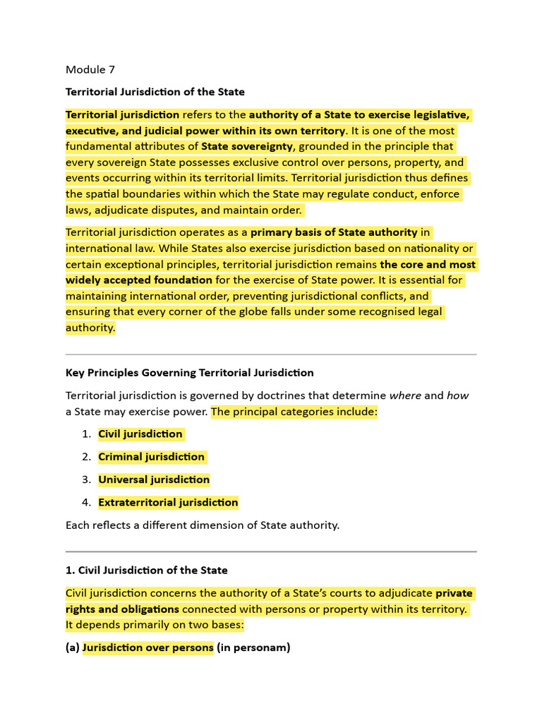 Module 7 and 8 PIL | PDF | Extradition | Jurisdiction