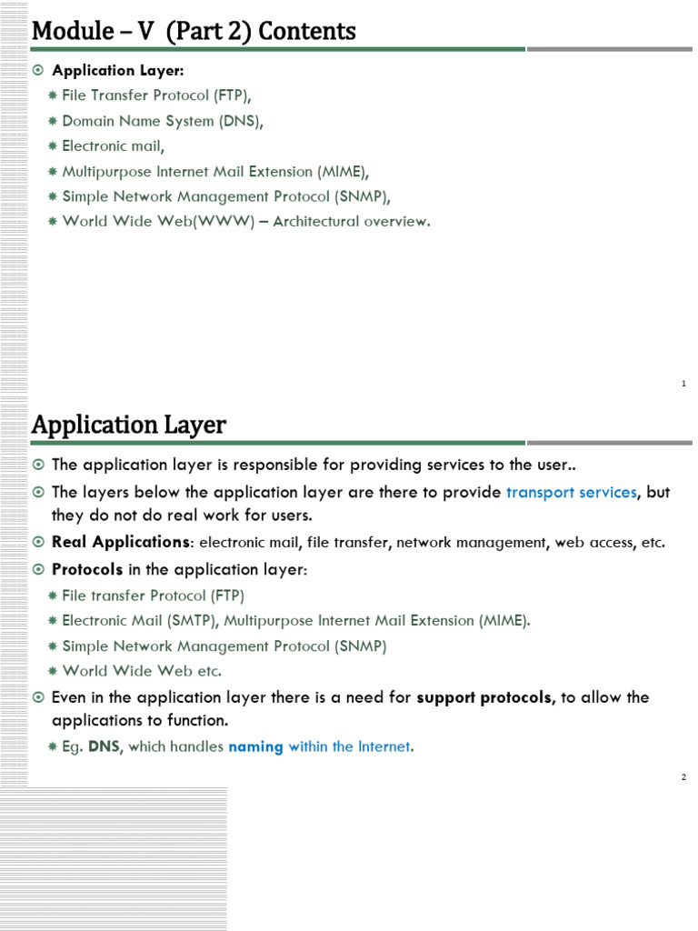 Module 5 Application Part2 | PDF | Domain Name System | File Transfer ...