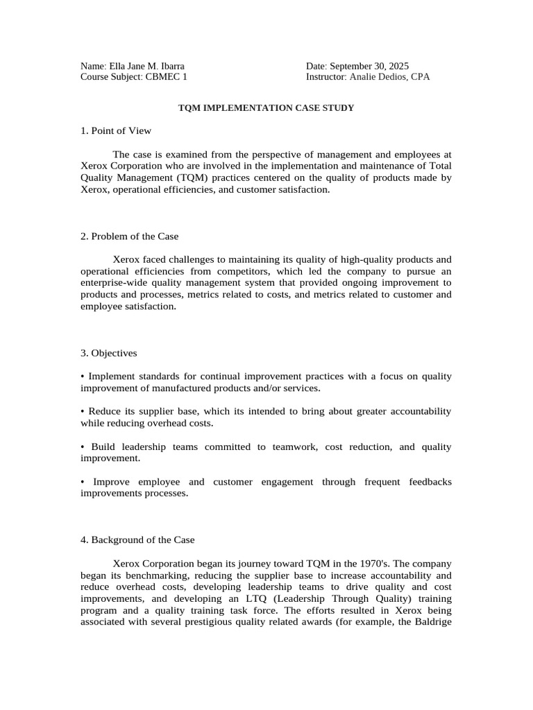 Ibarra_CBMEC 1 | PDF | Quality Management | Leadership