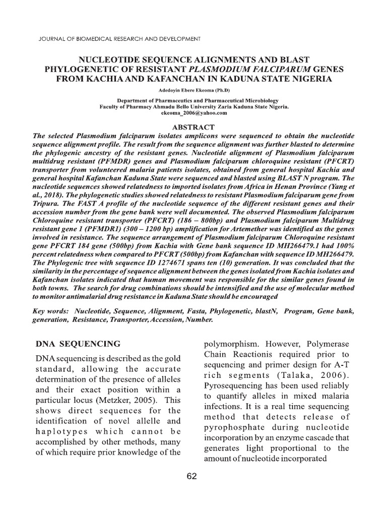 Nucleotide Sequence Alignments and Blast | PDF