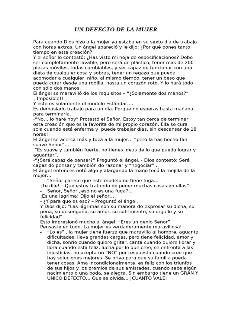 Un Defecto de La Mujer | PDF