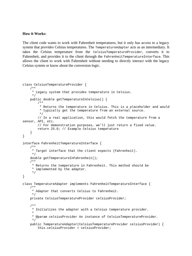 Solution to Design Pattern Exercise | PDF | Fahrenheit | Temperature