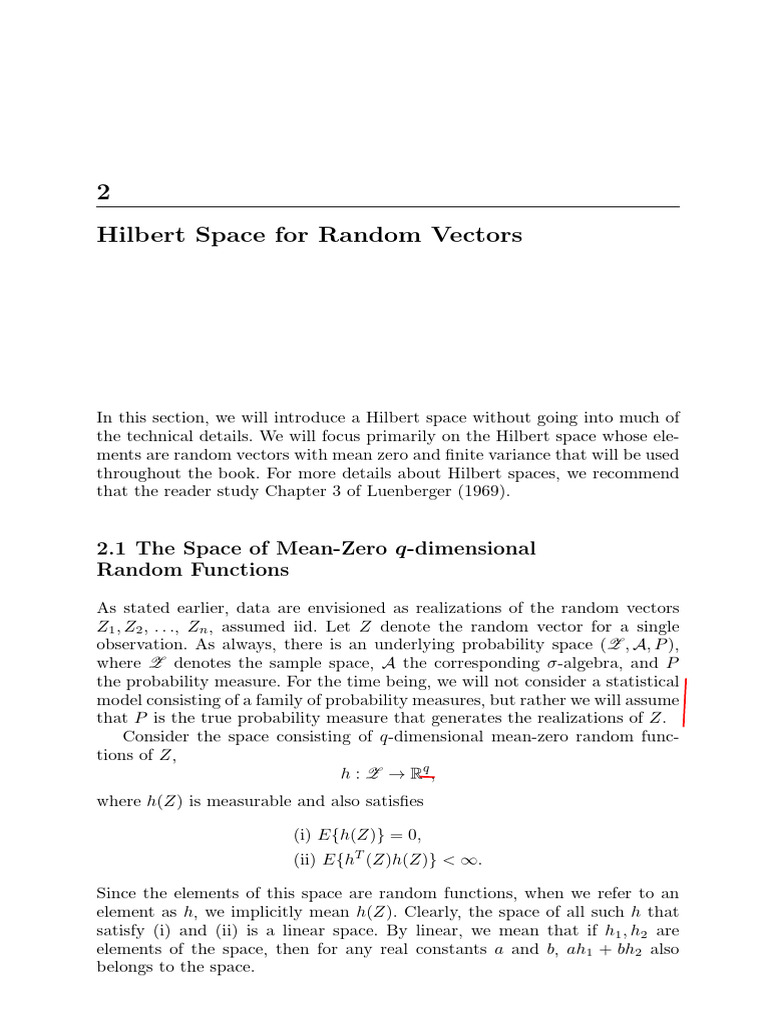 Hilbert Space of Mean-Zero Random Vectors | PDF | Vector Space ...