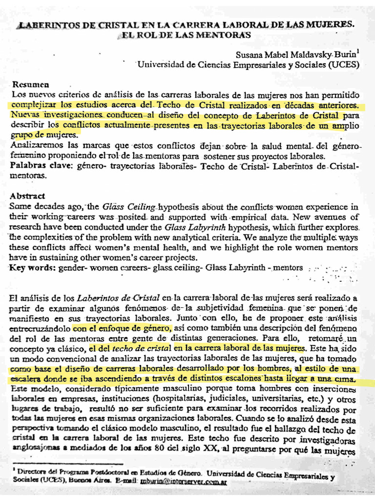 Burin, S. M. (2013) “Laberintos de Cristal en El Rol Laboral de Las Mujeres. El Rol de Las ...