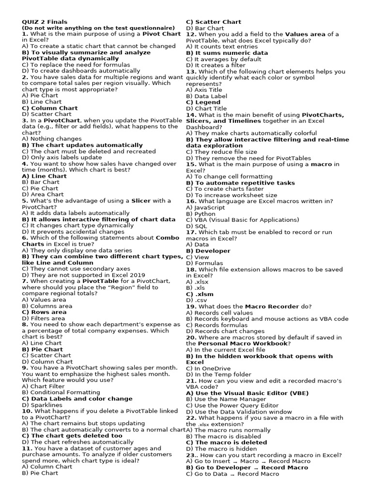 Mit It App Quiz 2 Finals | PDF | Microsoft Excel | Visual Basic For ...
