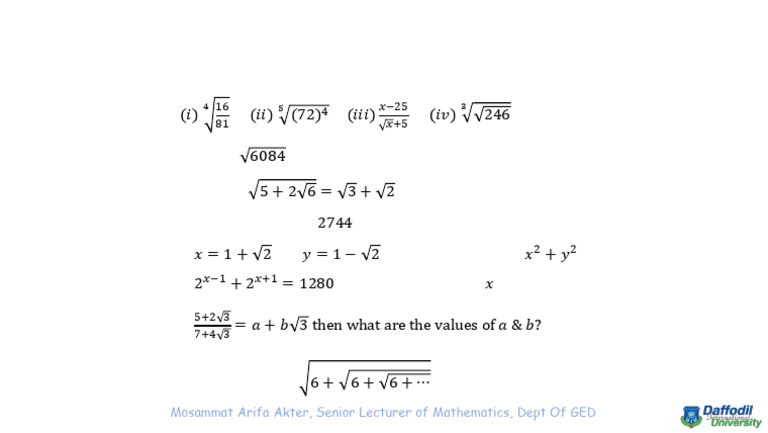 Exponential and Radical Math Worksheet | PDF
