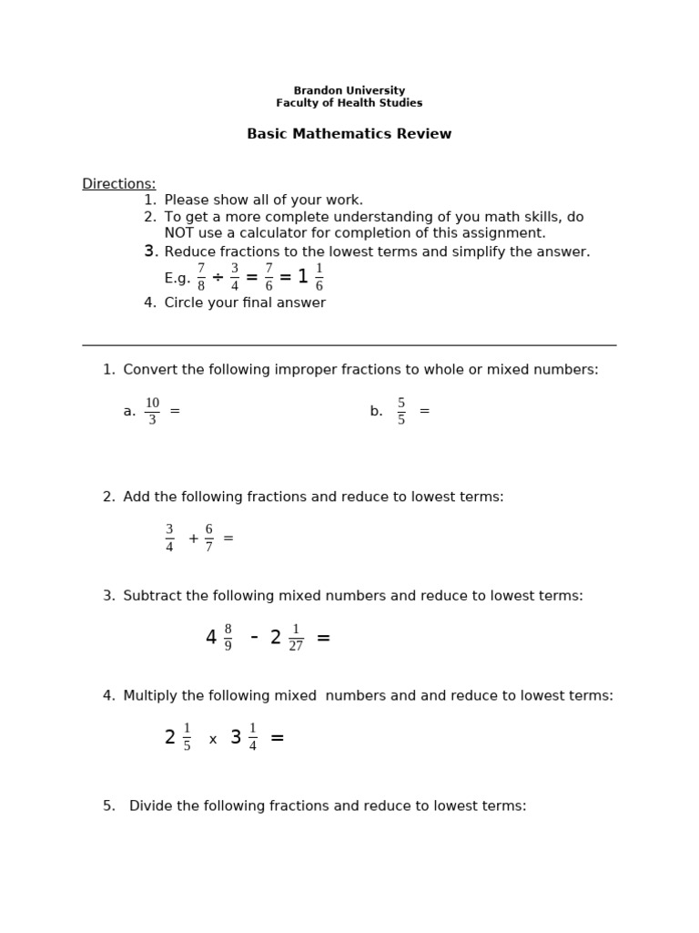Basic Math Review | PDF | Arithmetic | Discrete Mathematics