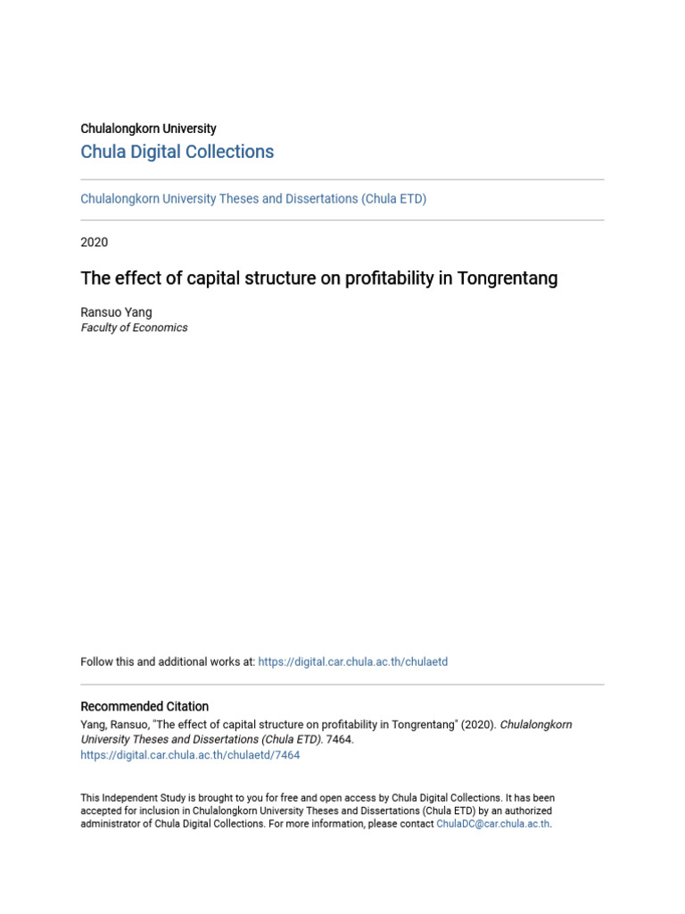 Capital Structure Impact on Tongrentang Profitability | PDF | Capital ...