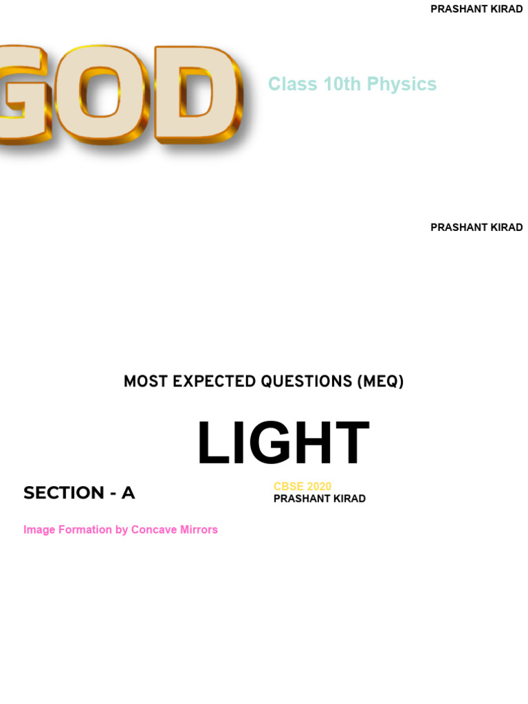 God Series Physics (Prashant Kirad) | PDF | Refraction | Rainbow