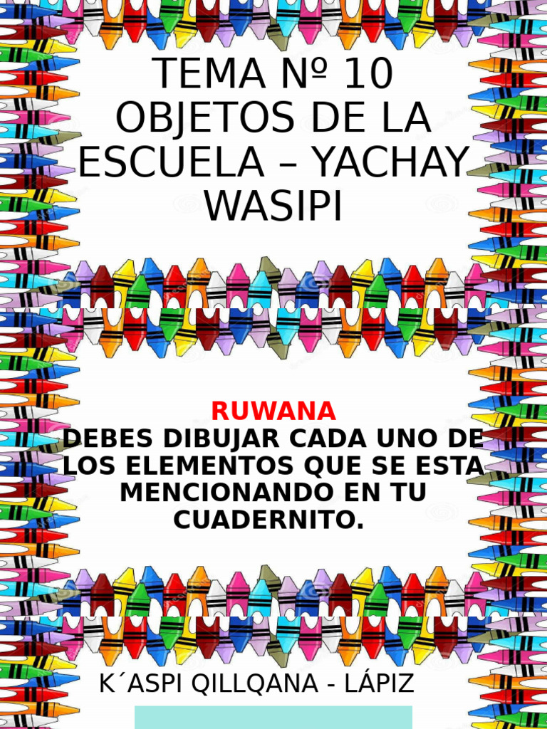 Objetos de La Escuela en Quechua | PDF