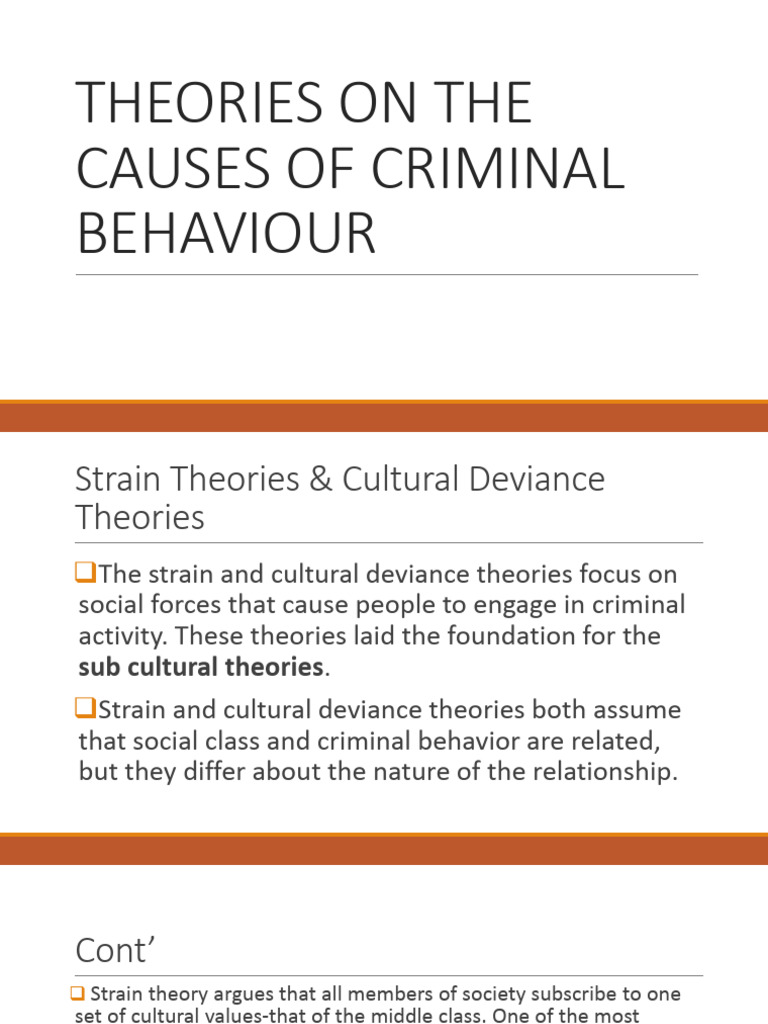 5 Theories On The Causes of Criminal Behaviors | PDF | Deviance ...