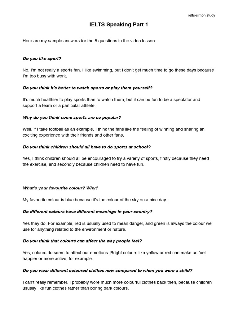 Speaking 2 Worksheet | PDF