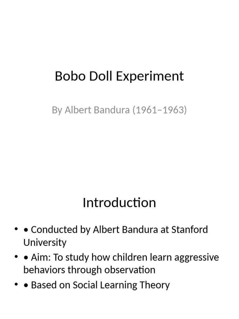 Bobo Doll Experiment: Aggression in Children | PDF