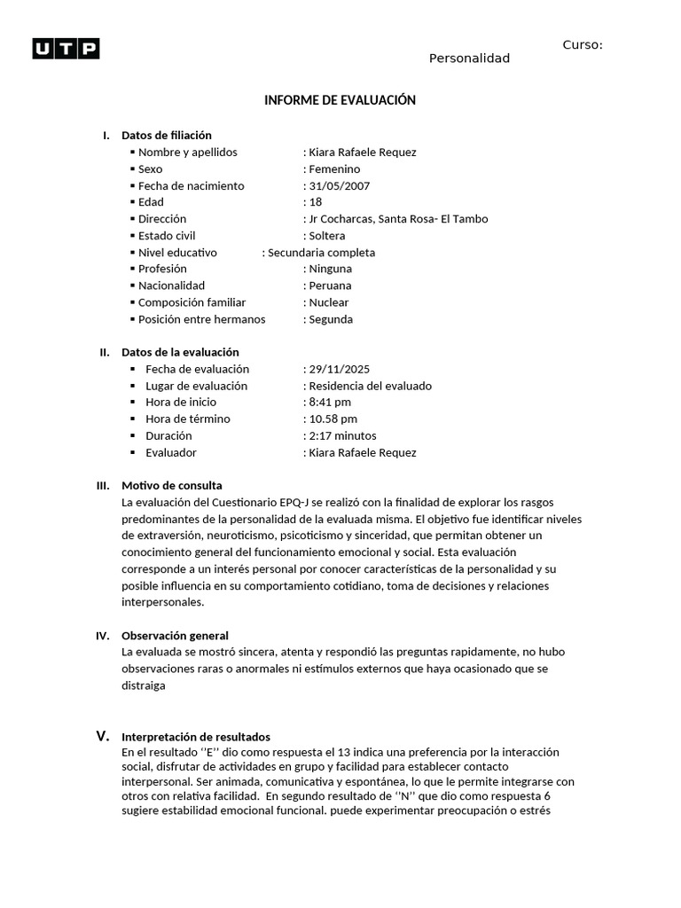 Formato de EPQ-J | PDF | Las emociones | Empatía