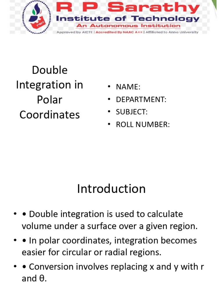 Double Integration in Polar Coordinates | PDF