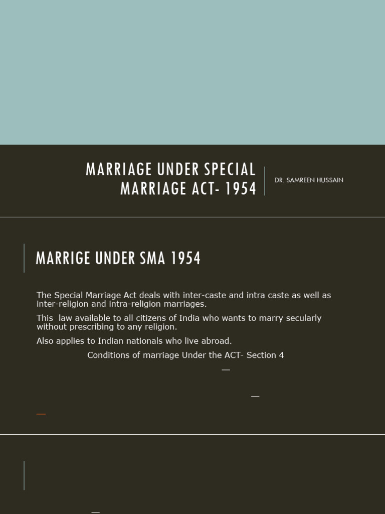 Special Marriage Act 1954 Overview | PDF | Annulment | Marriage