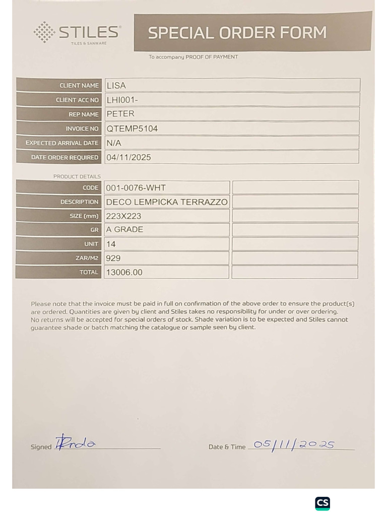 Special Order Form | PDF