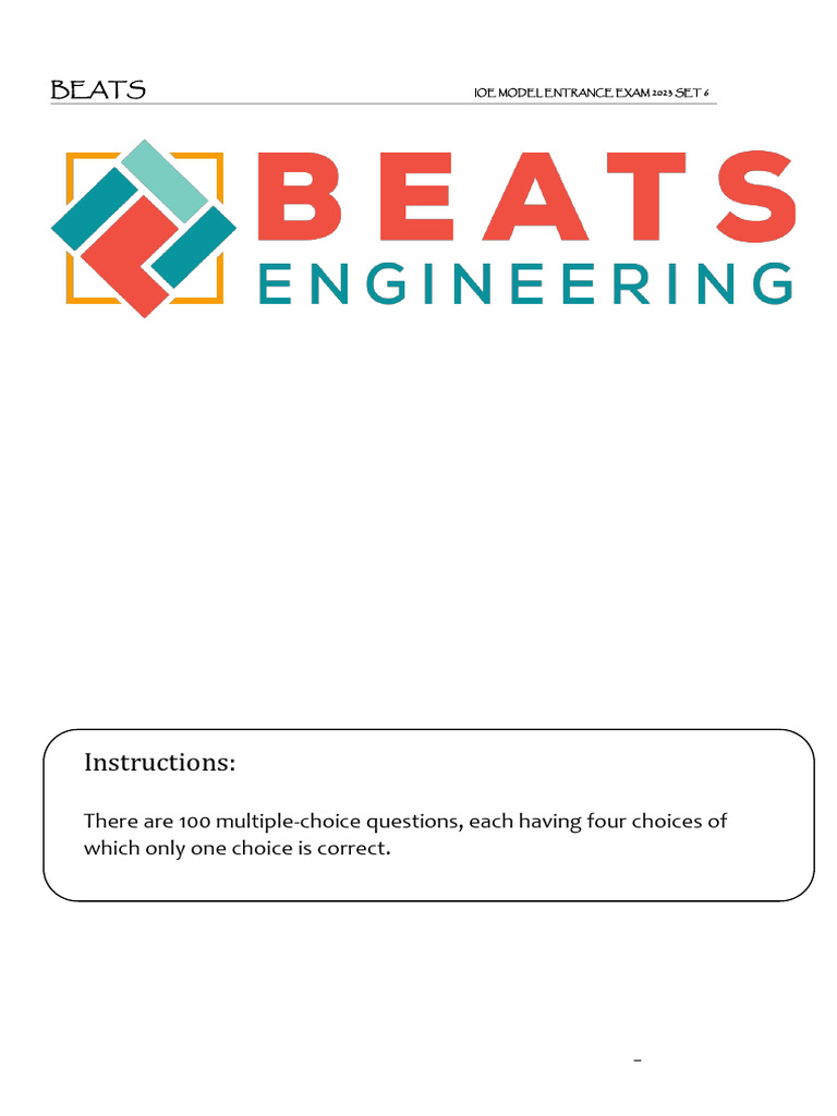 IOE Model Entrance Exam 2023 Set 6 Solutions | PDF | Force | Physical ...