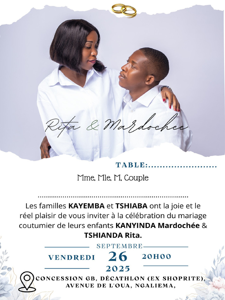 Mariage Dr Mardochee(Invitation à JEANCY MONZEKA) | PDF
