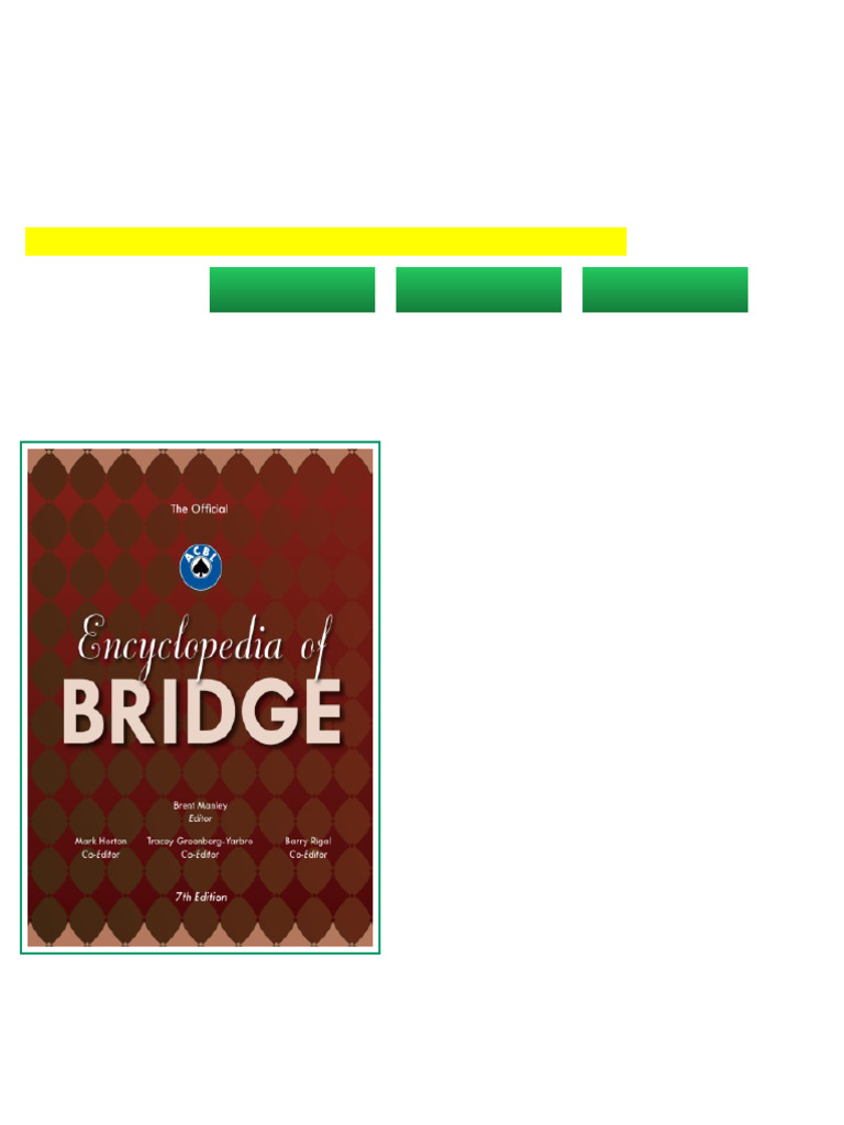 The Official ACBL Encyclopedia of Bridge 7th Edition Brent Manley (Ed ...